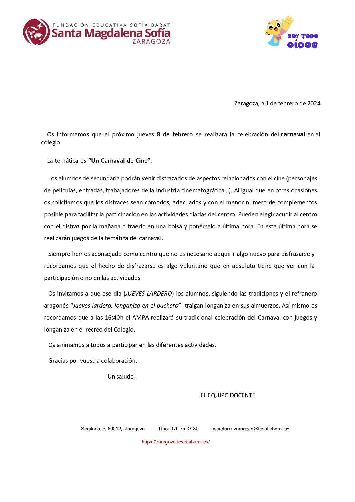 carnaval 2024 - Colegio Sagrado Corazón Zaragoza